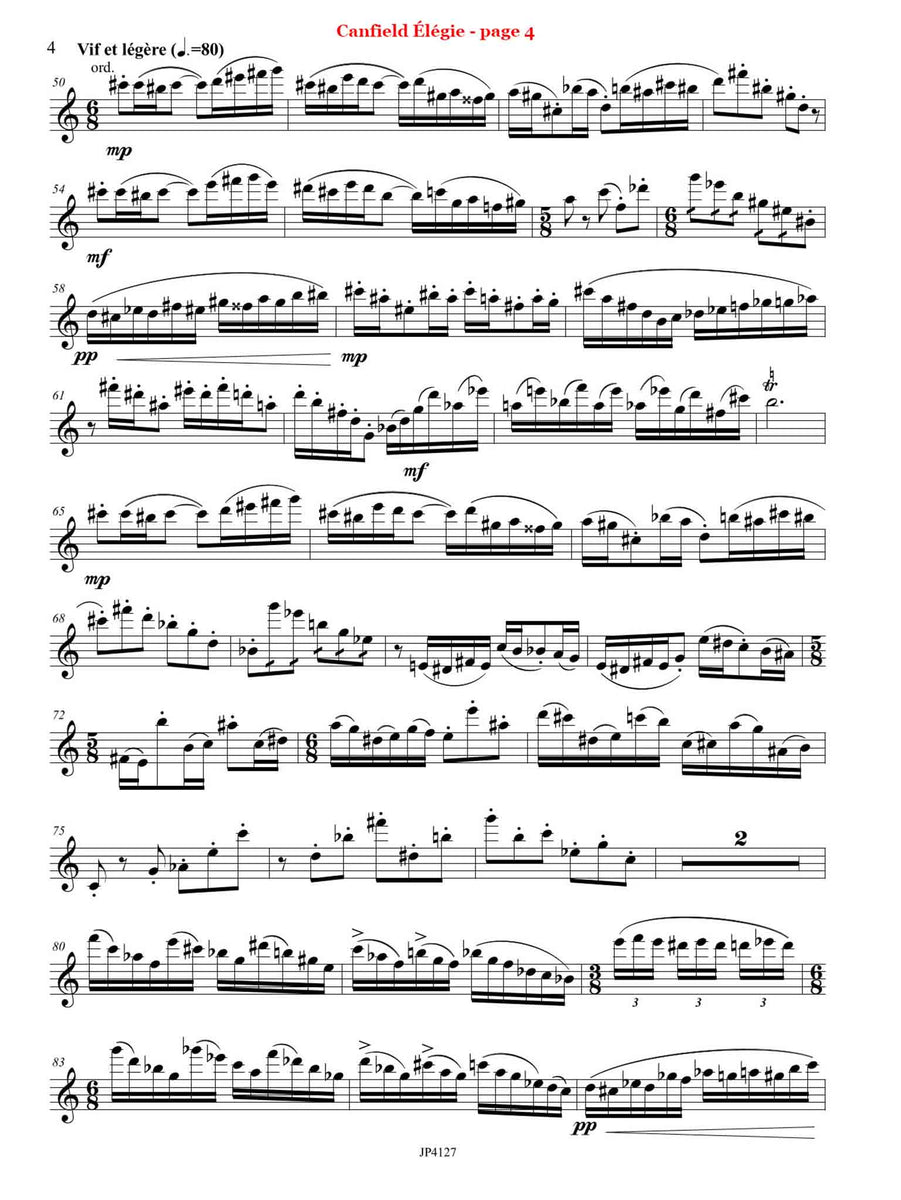 Canfield: Elegie et Joie de vivre for Alto Saxophone and Piano – Jeanne-Inc